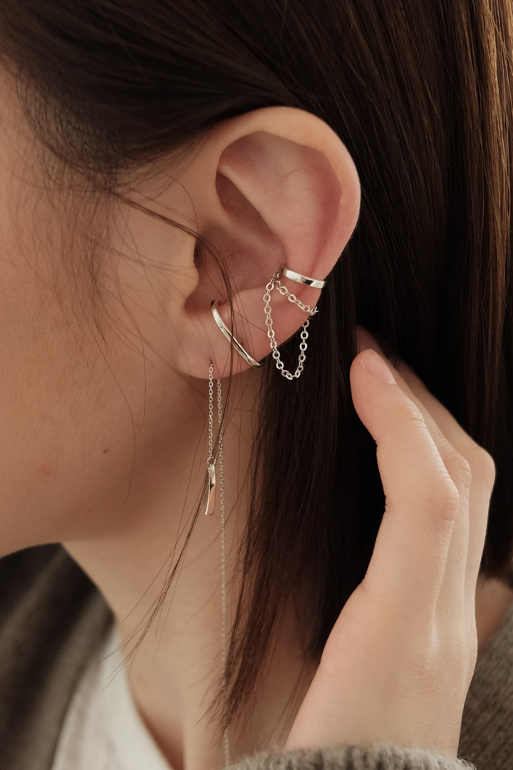 Middle two chain earcuff | 아이디어스