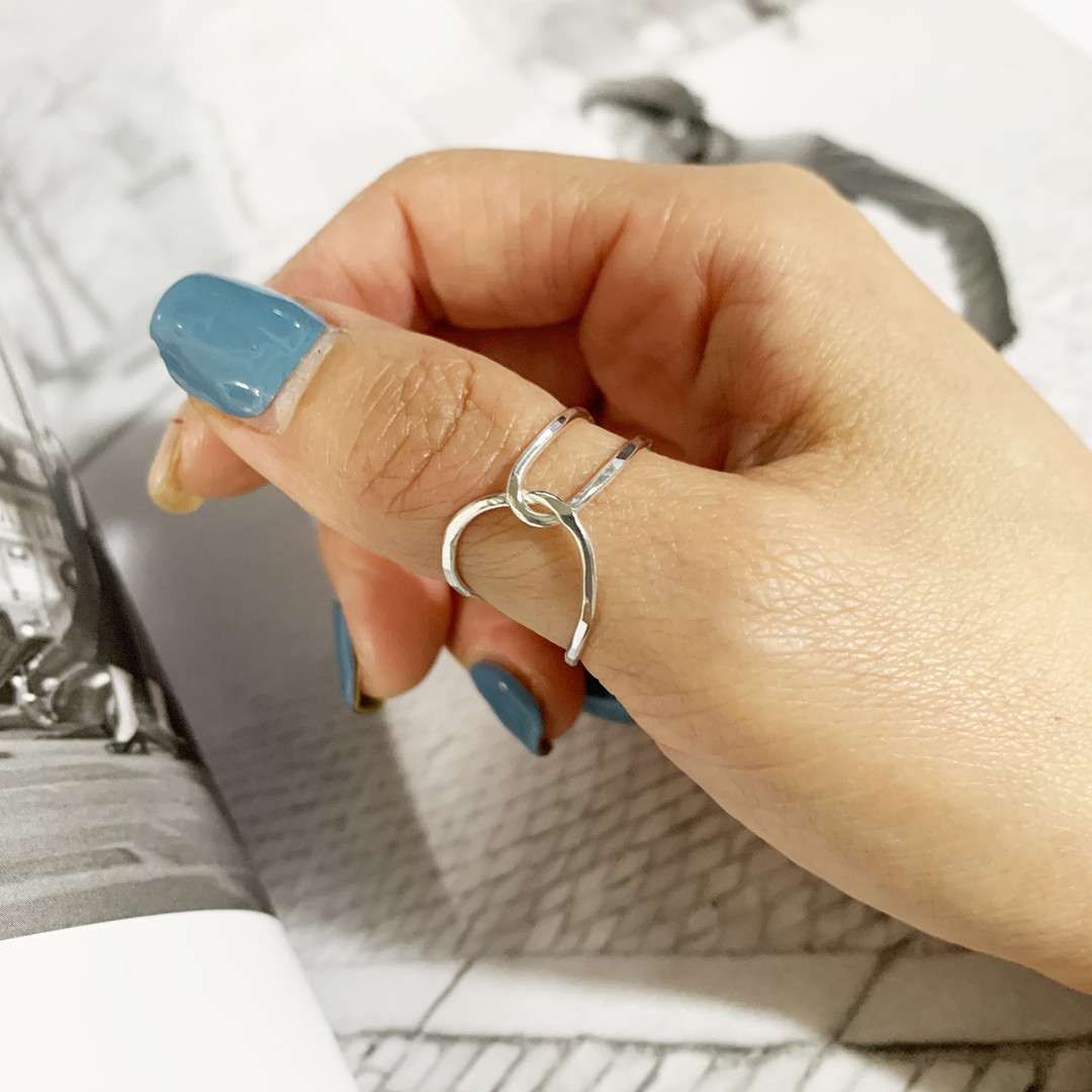 Handmade Silver Eternity Unbalanced ring simple modern unisex hammered texture | idus