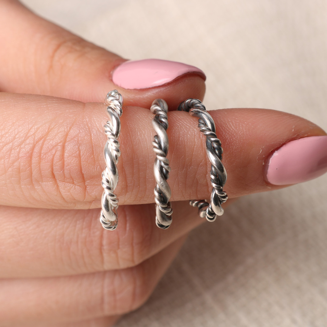 3 mm thick double twisted silver ring | idus