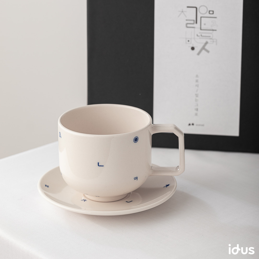 Hangeul Pattern Round Coffee Cup Set(cup & saucer) 280ml - Dot Pattern | idus