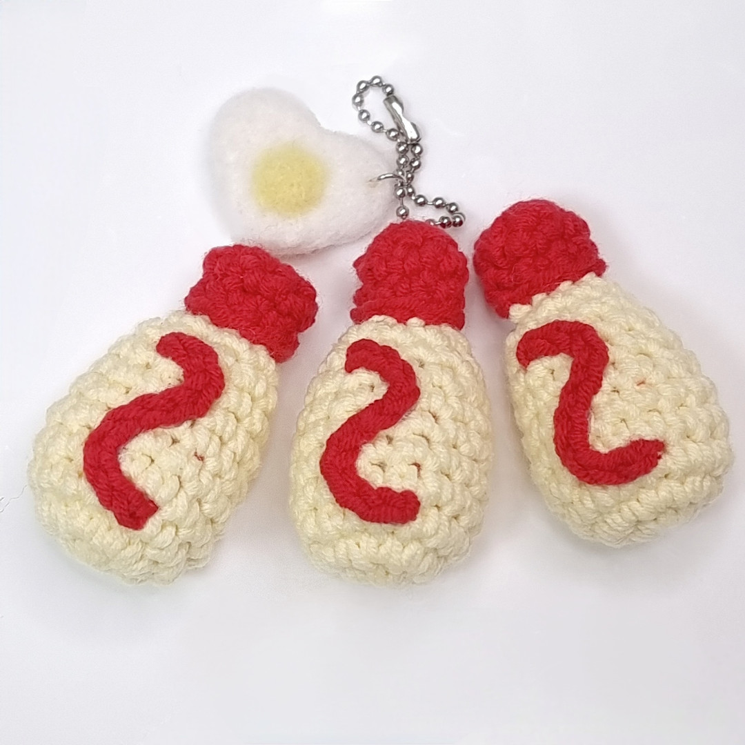 100% handmade mini ketchup / mayo key ring