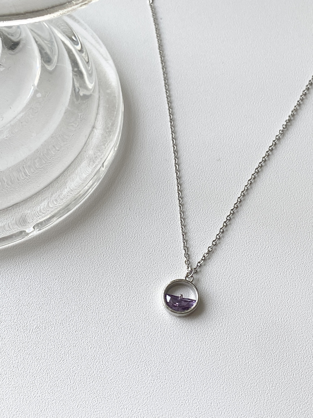 Cubic Banwon Purple Surgical Silver Necklace | idus