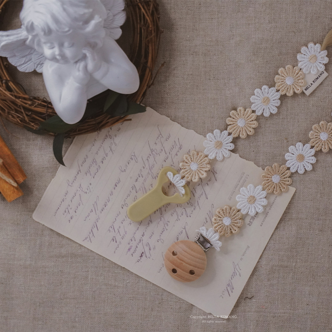 Gold Flower Baby Pacifier Clip
