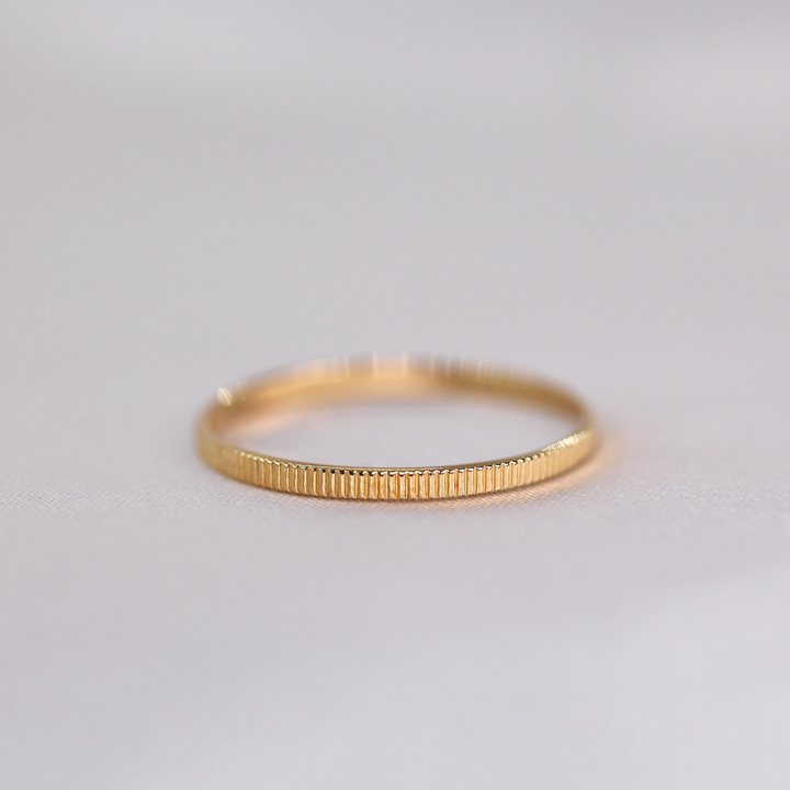 14K 골드 플랫 커플링 열손가락 반지 | 아이디어스