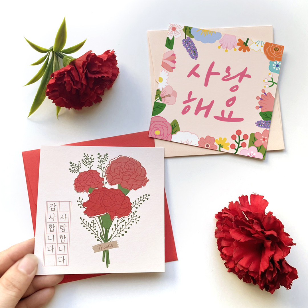 Flower drawing thank you card