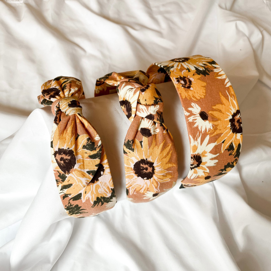 Sunflower linen headbands - 3 styles | idus