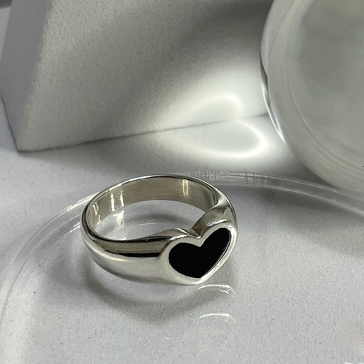 [925silver] Heart ring(오닉스,자개) | 아이디어스