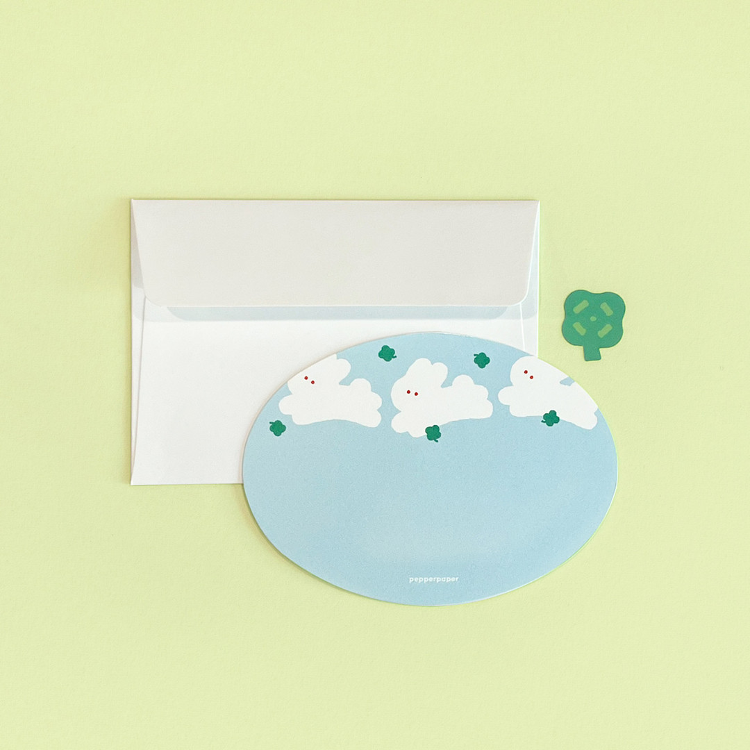 Round card set (white rabbit)