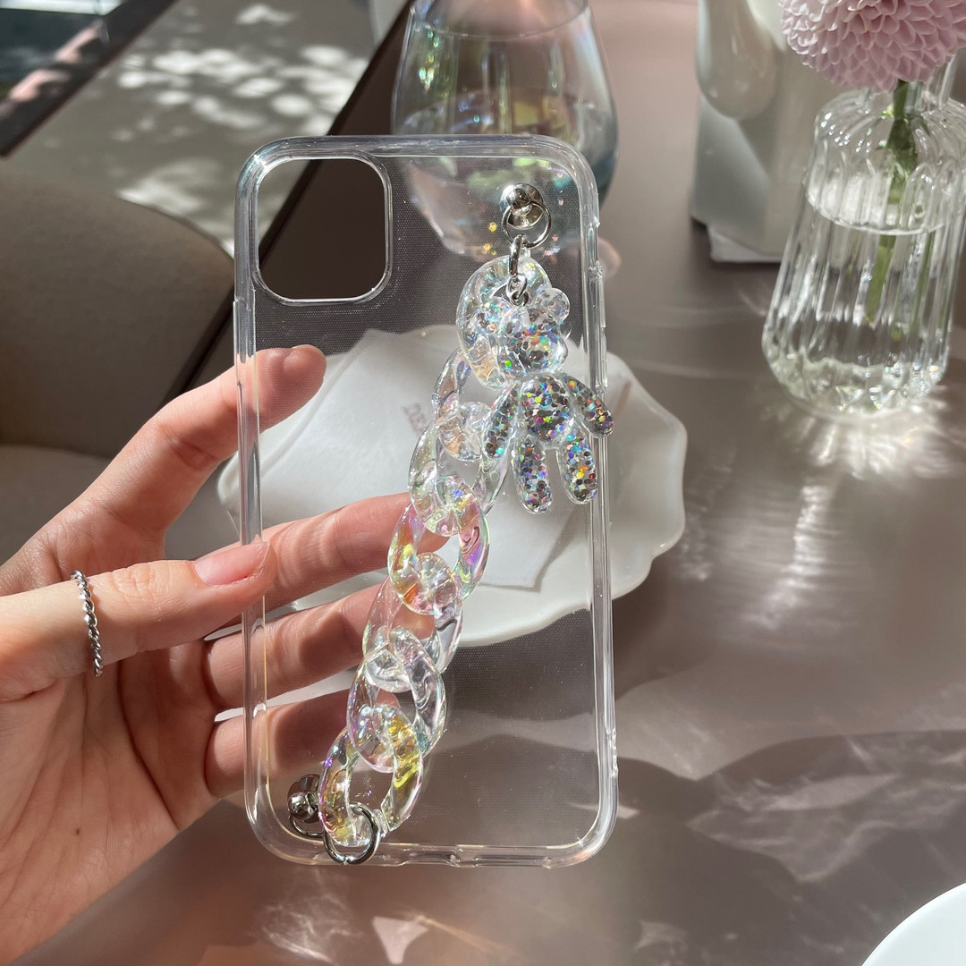 (zflip5) Acrylic kitsch bear shiny chain phone strap case | idus