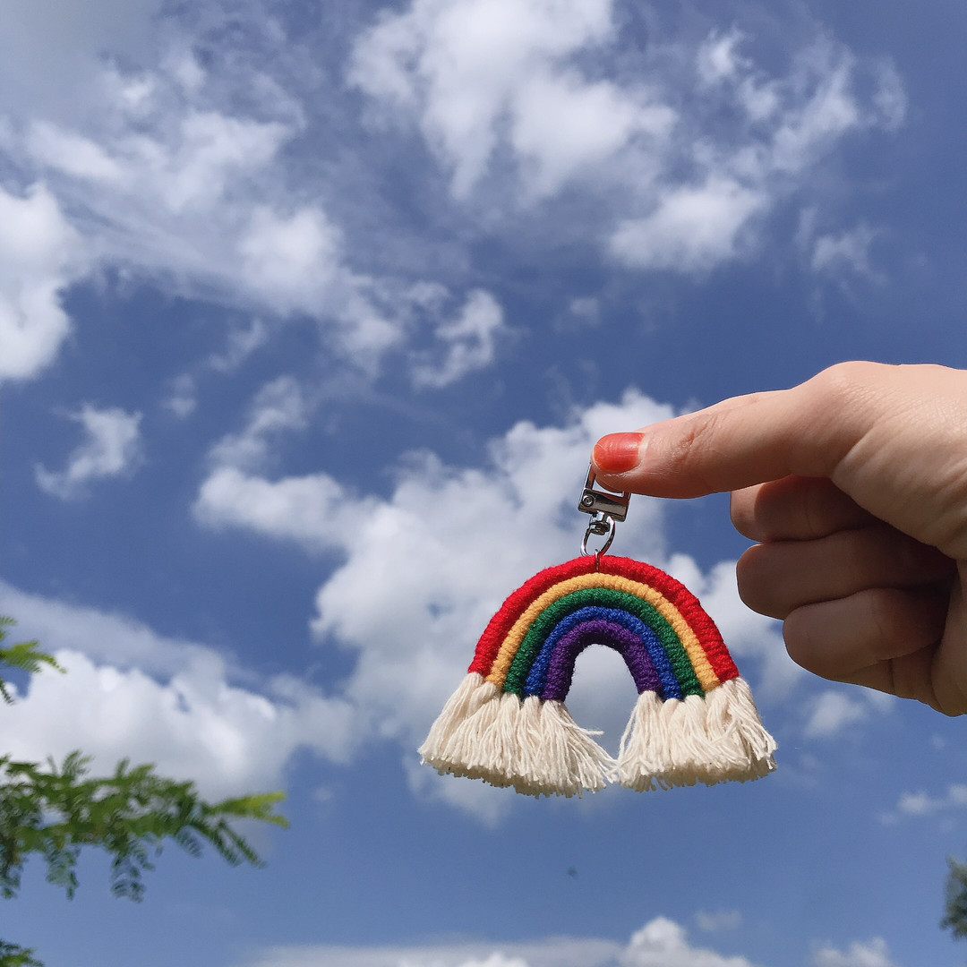 Mini Macrame Rainbow Key Chain/Car Accessory