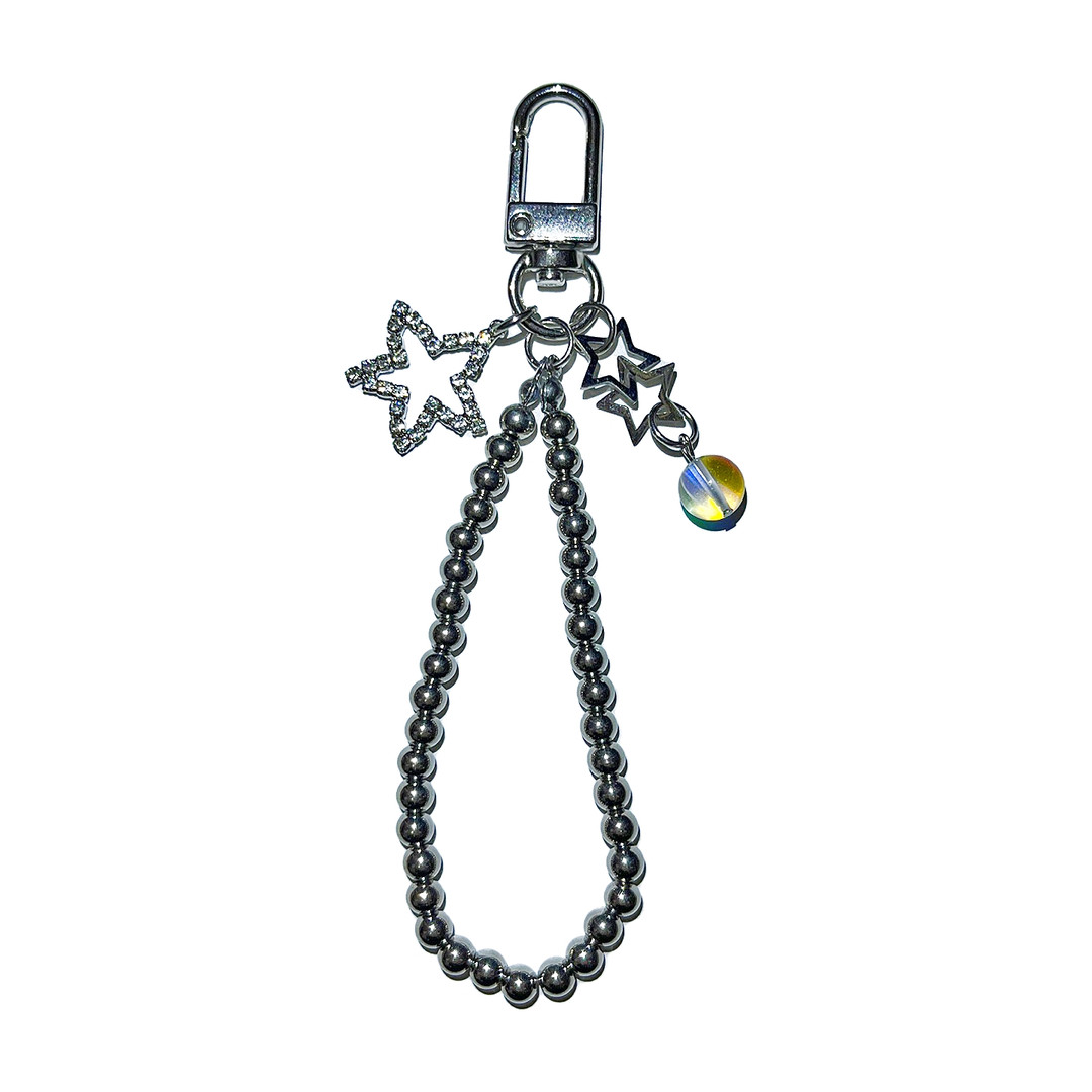 Silver star ball keychain