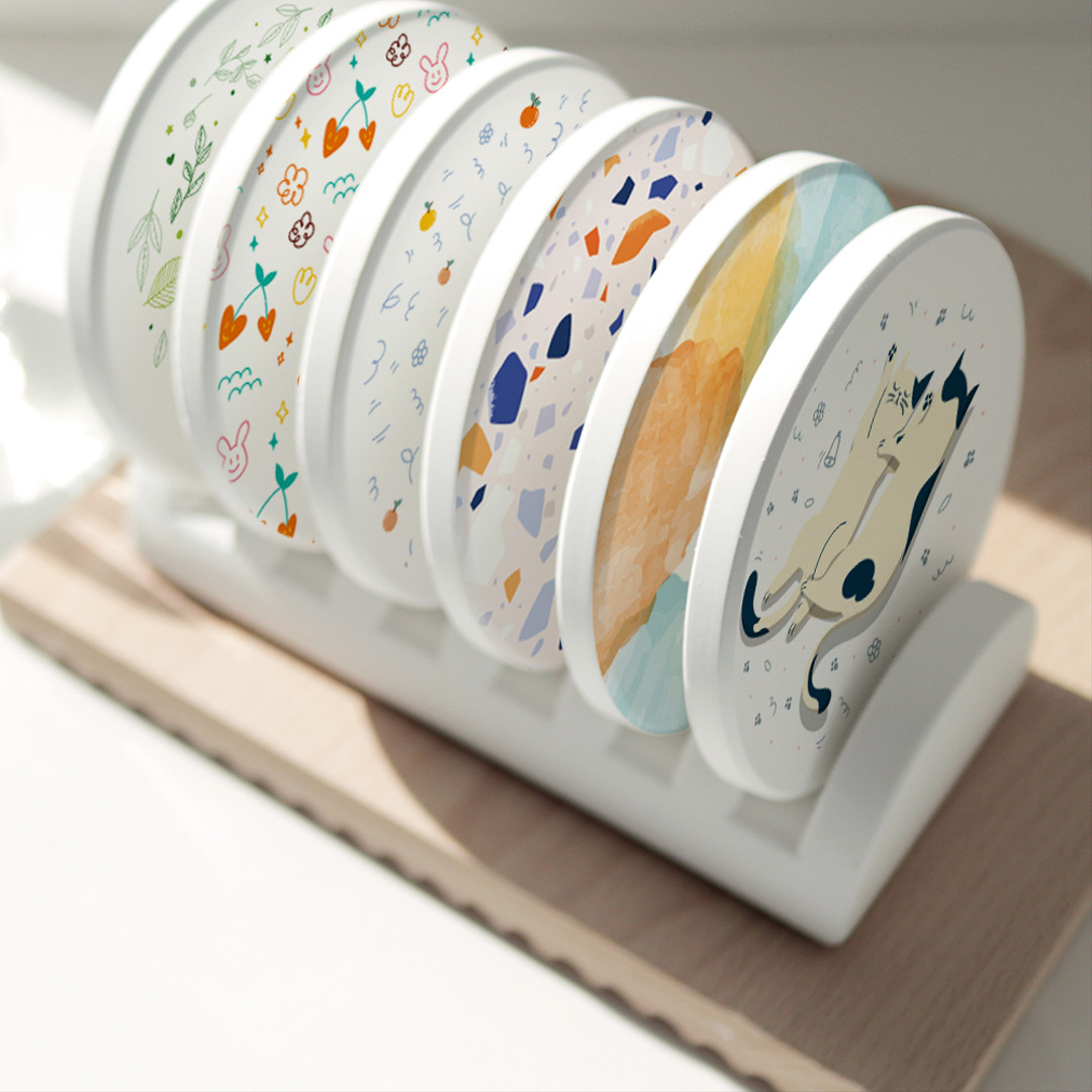 Diatomaceous Earth Coaster Holder Set