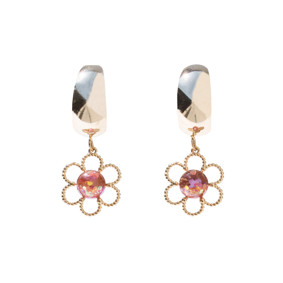 Drawing Flower Snowball Earring (Hoops) | idus