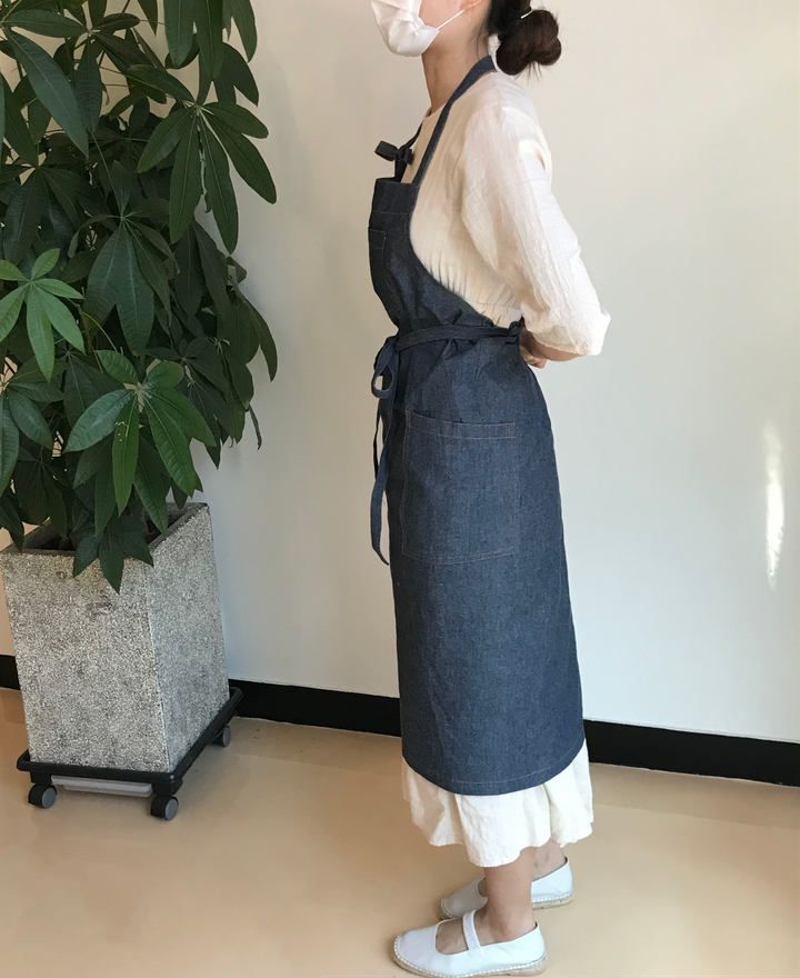 [재구매율👍]날씬해보이는 청청 앞치마🧡 평점 5점 | 아이디어스