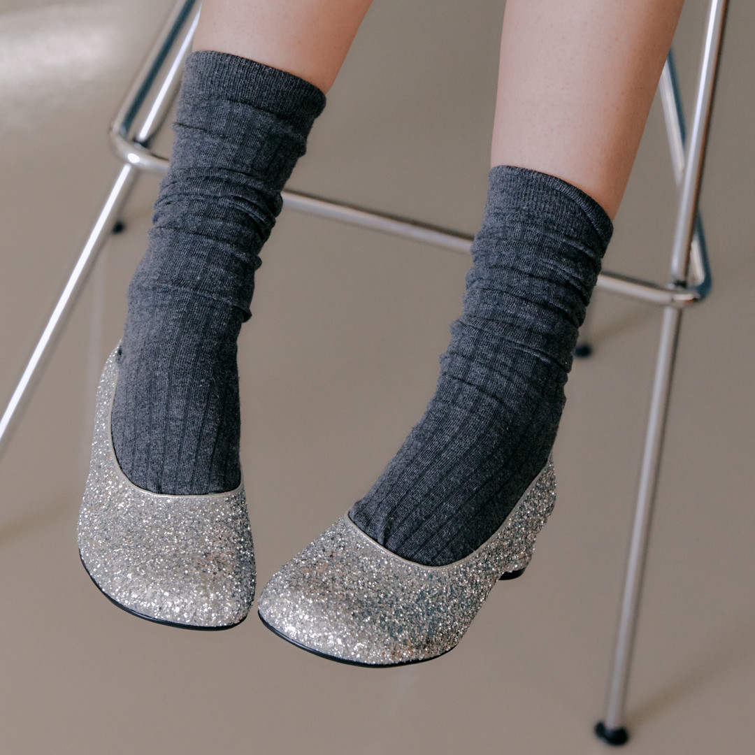 Lucy Glitter Flat Silver | idus