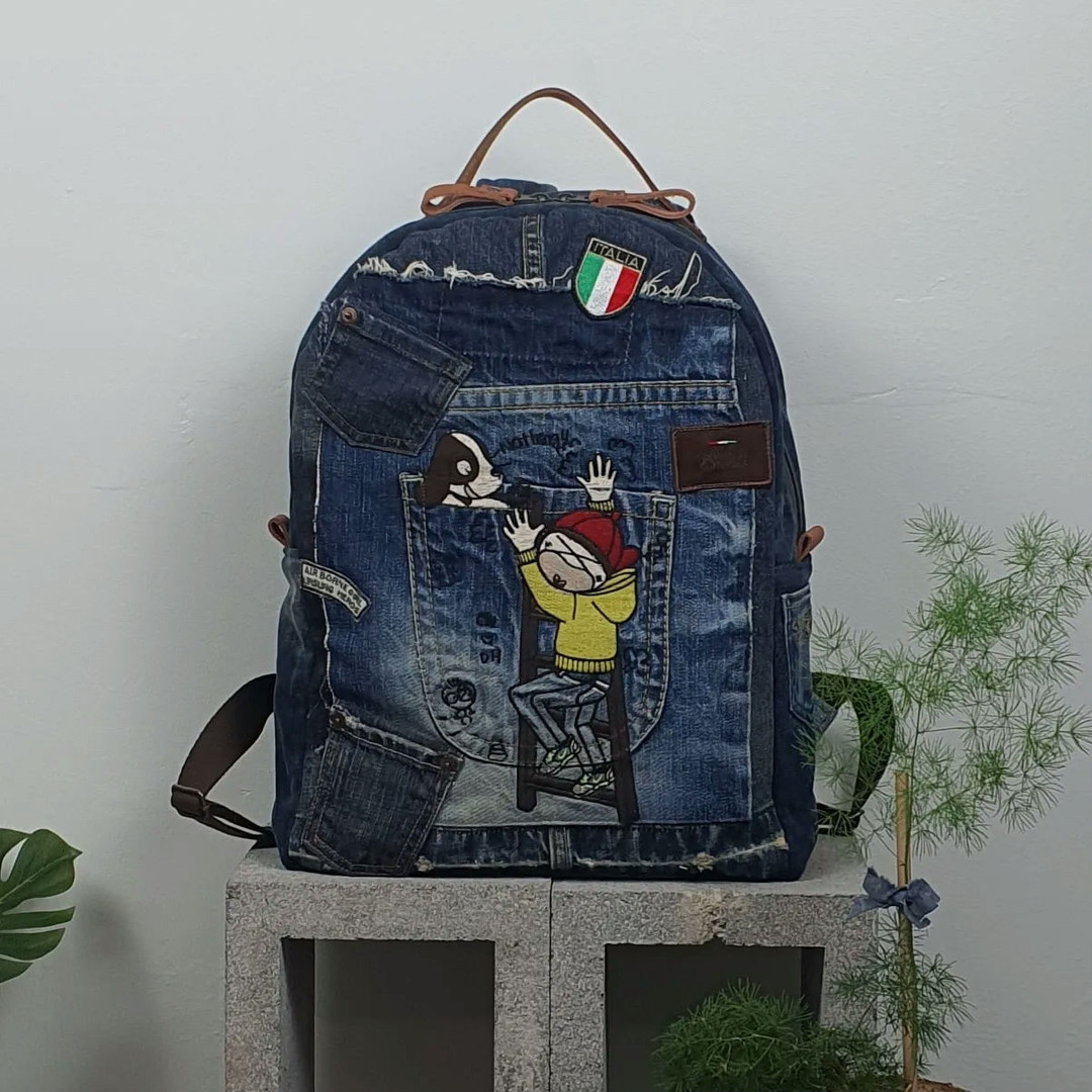 Upcycled denim backpack | idus