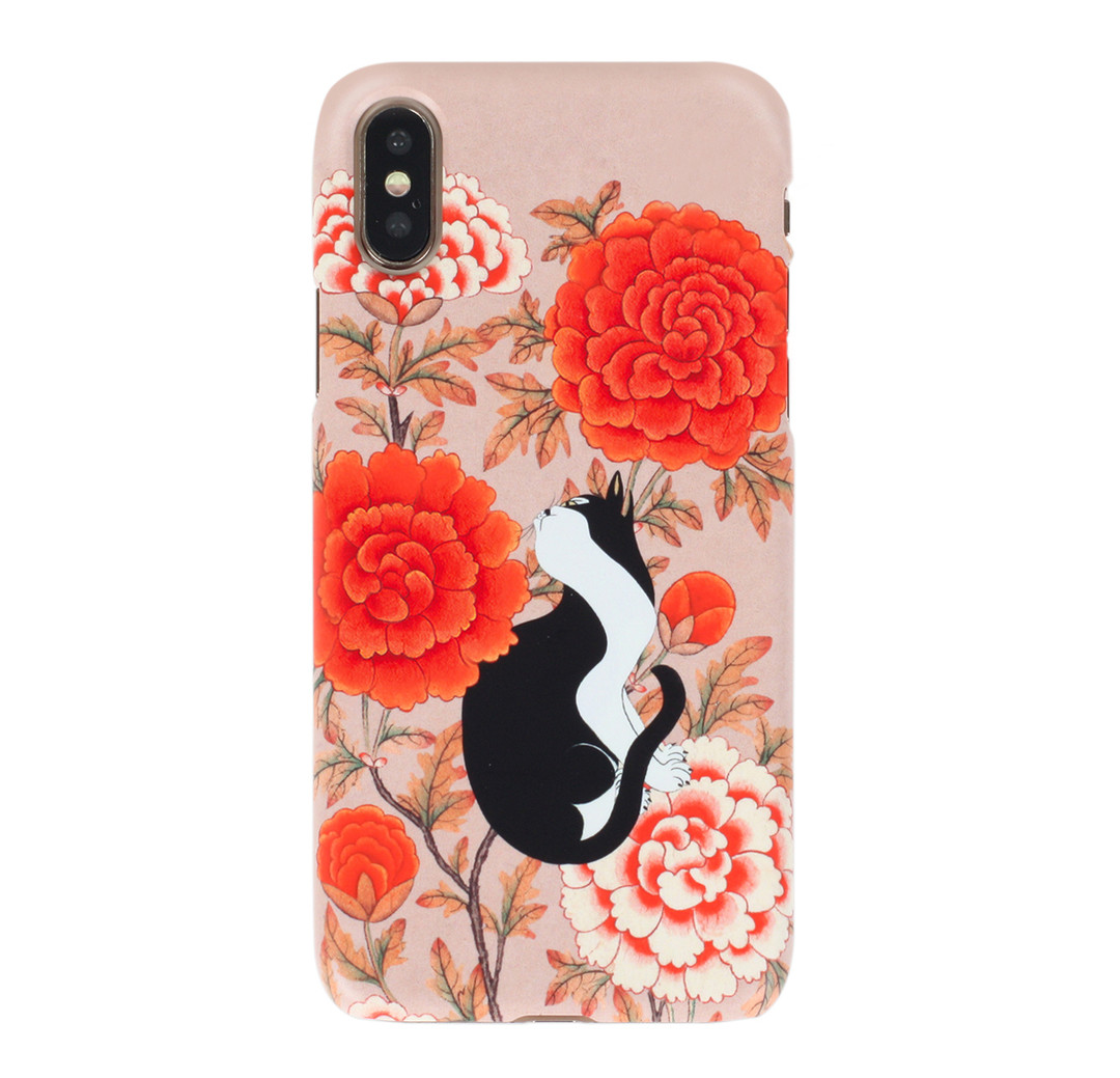 Long life, Happiness and Peace !Red flower and Cat Slim Hard Phone Case | idus
