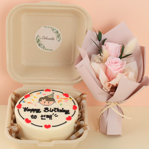 레터링케이크(캐릭터)+꽃다발 ️이런거 처음이지? | 아이디어스