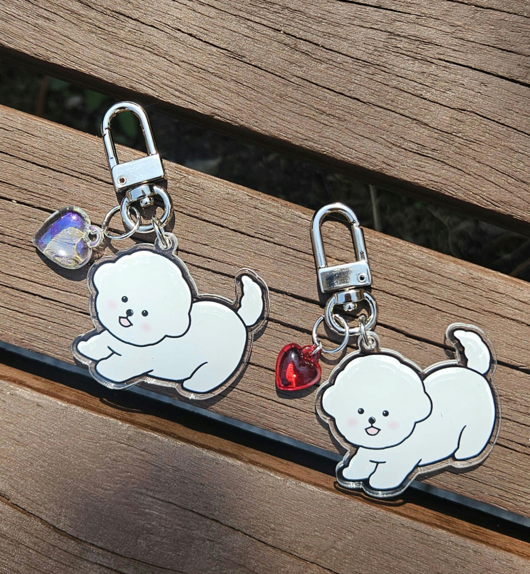 Heart bichon keyring | idus