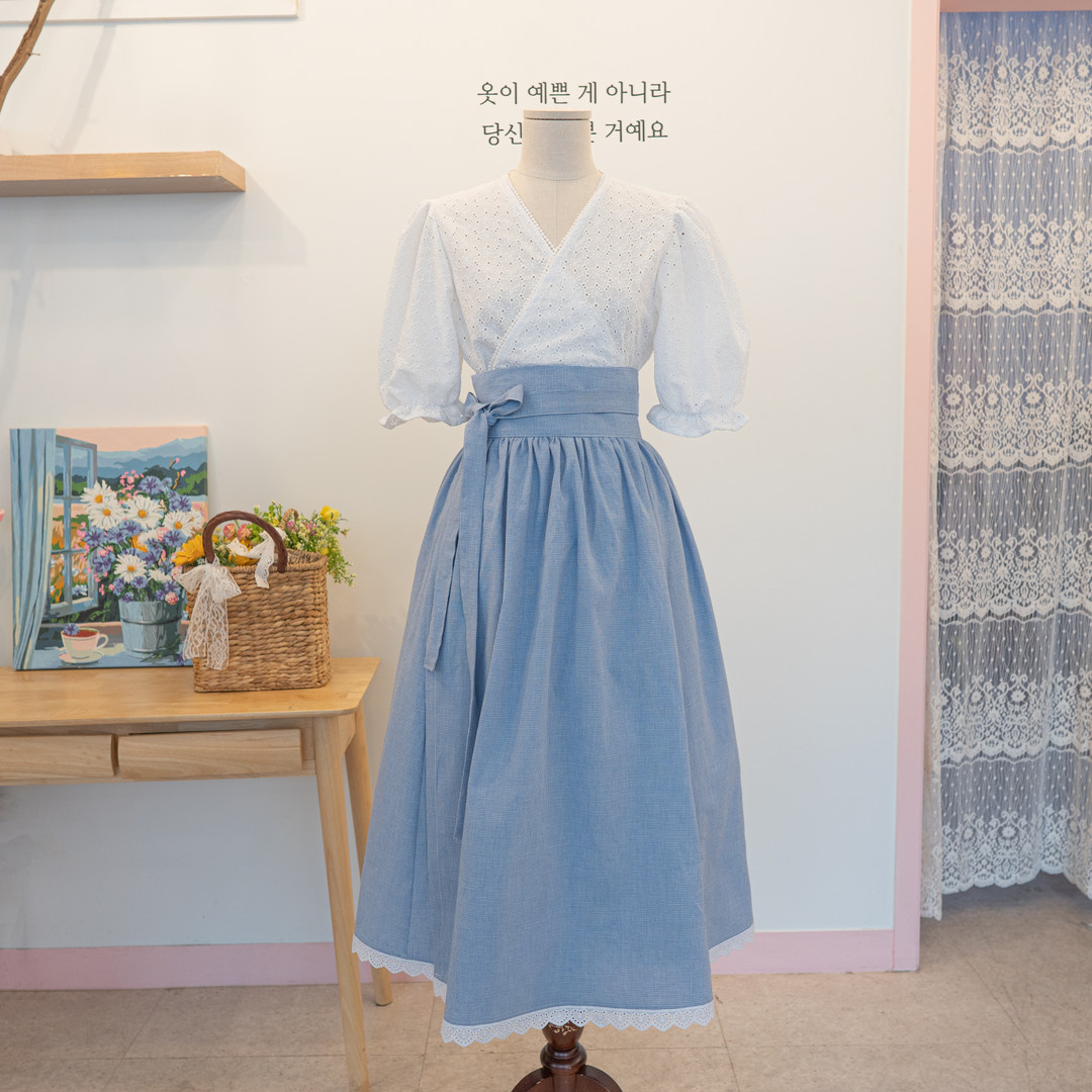 daily hanbok Fine Checkered Heart Waist Skirt 3 colors | idus