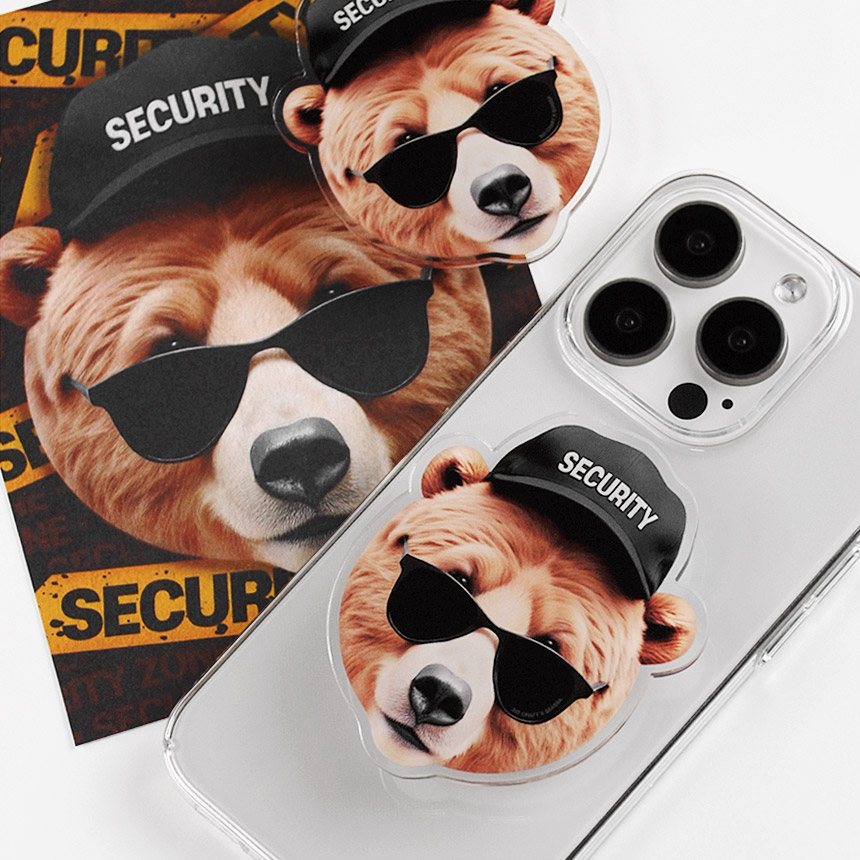 Black Guard Bear Illustration Phone Grip Holder Grip Tok Smart Tok | idus