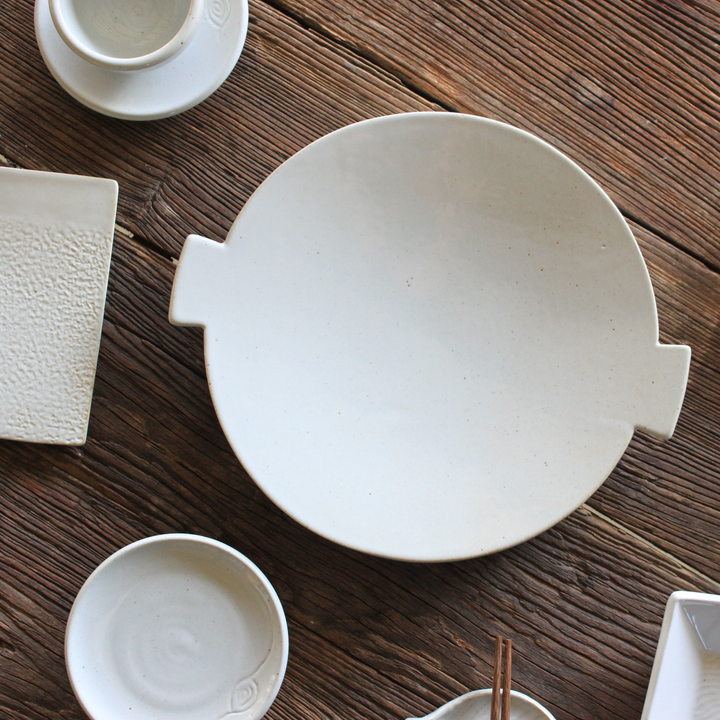 양손원형 파티접시 메인디쉬 - 화이트(w 29.8cm) | 아이디어스