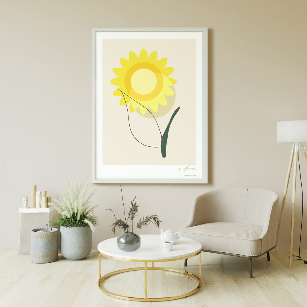 Minimal Sunflower Art poster