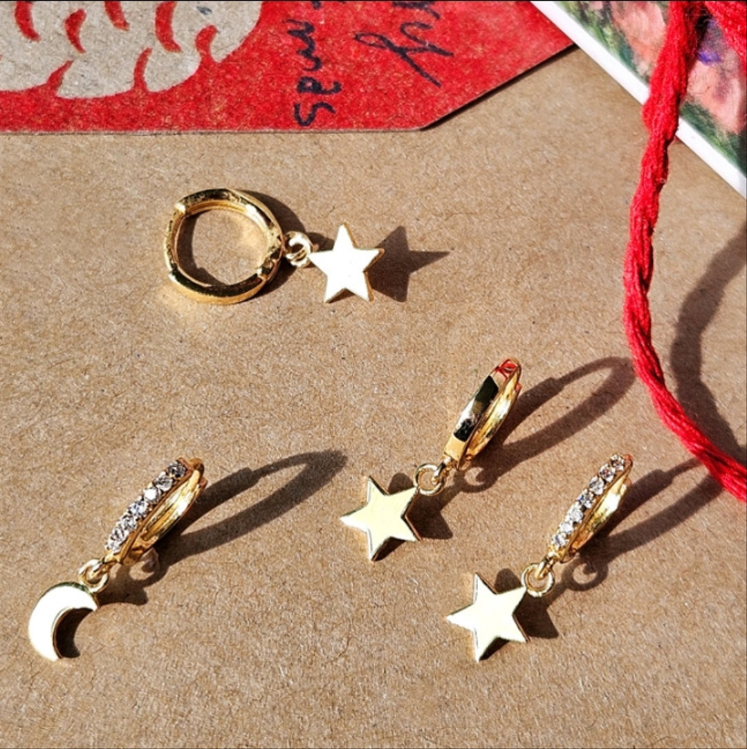 Christmas Girlfriend Gift Silver Star, Moon One-Touch Ring (2 types)