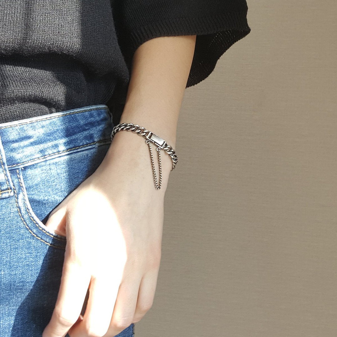 925 Silver 7mm Antique Chain Bracelet | idus