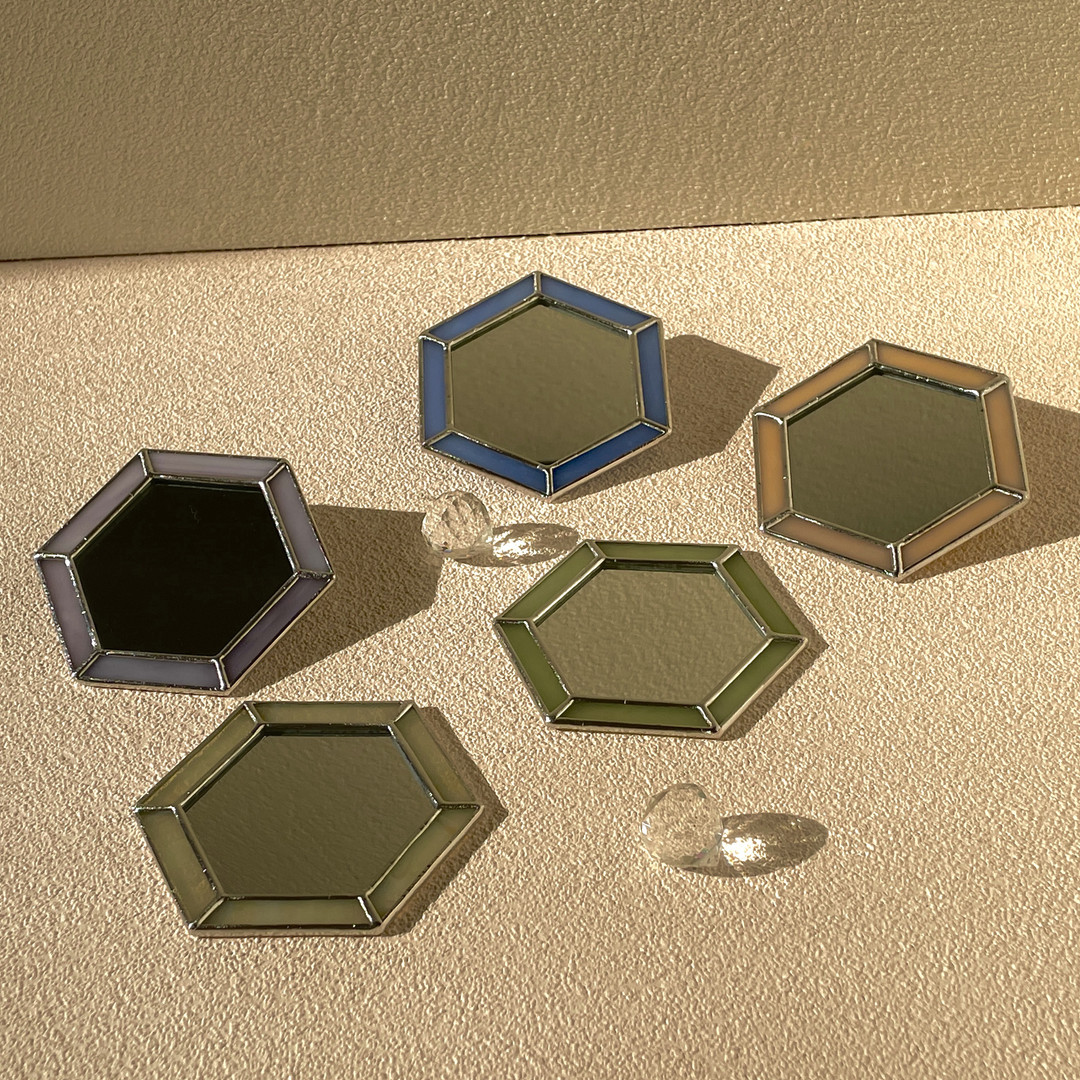 Hexagon Mini Hand Mirror, 8 colors
