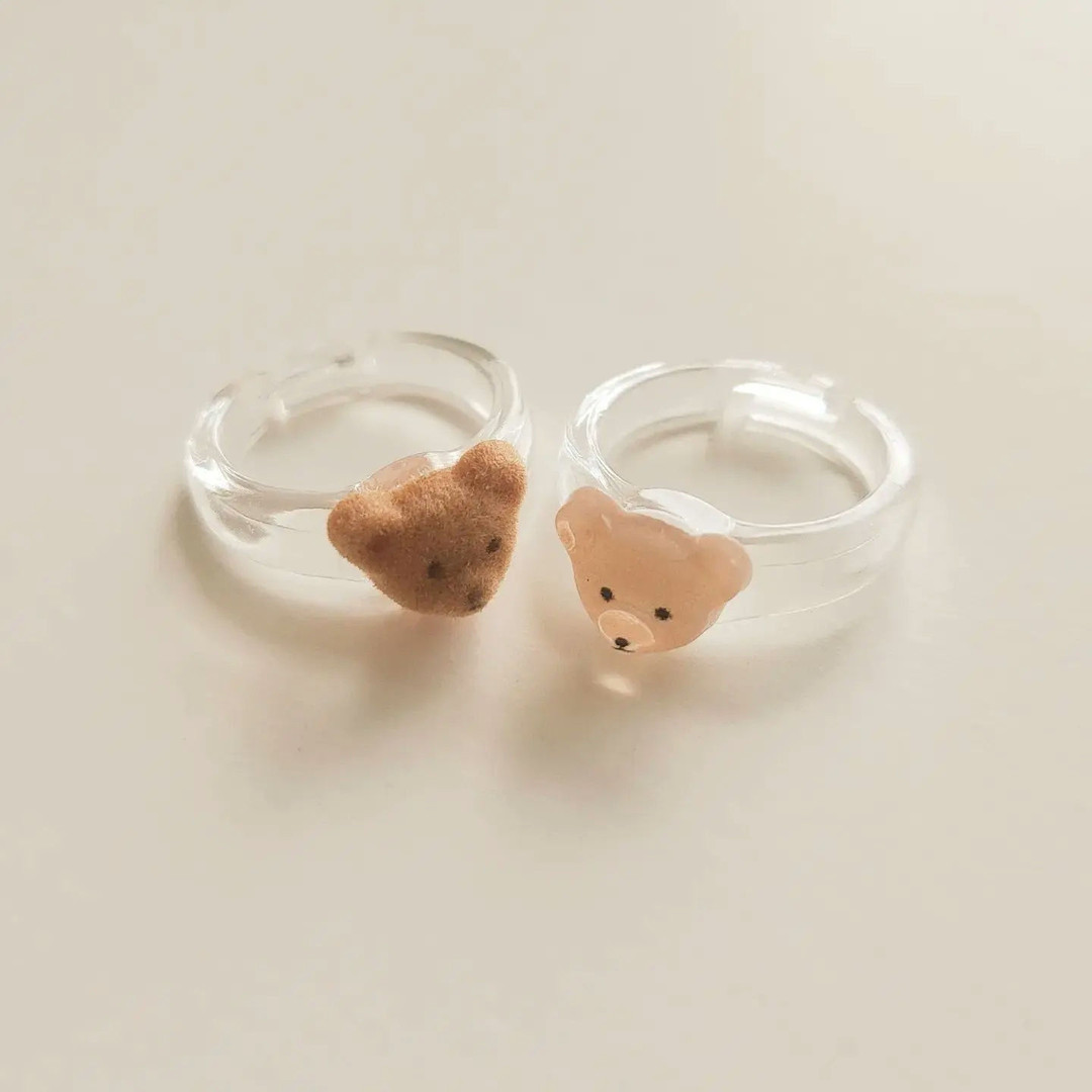 cute bear acrylic ring | idus