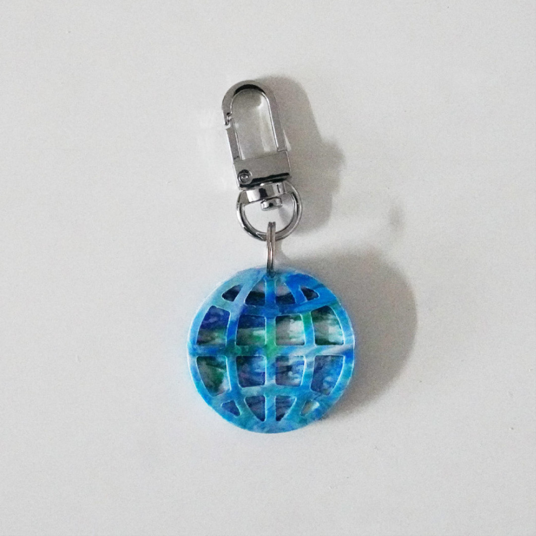 Upcycled Earth Keychain | Bottle Cap Planet Charm | Eco-Friendly Gift ...