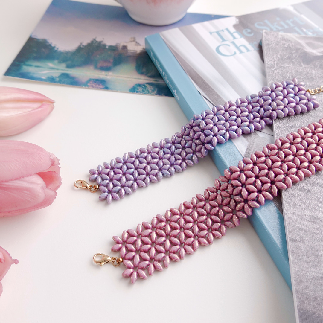 Flower patterns bracelet czech beads | idus