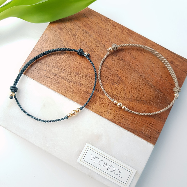 심플 ﻿14K 골드필드볼 매듭 팔찌 매듭 발찌 | 아이디어스