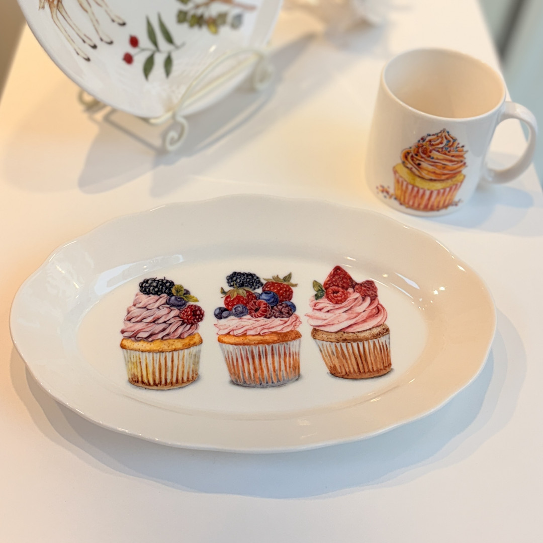 Cupcake Flower Oval Plate | idus