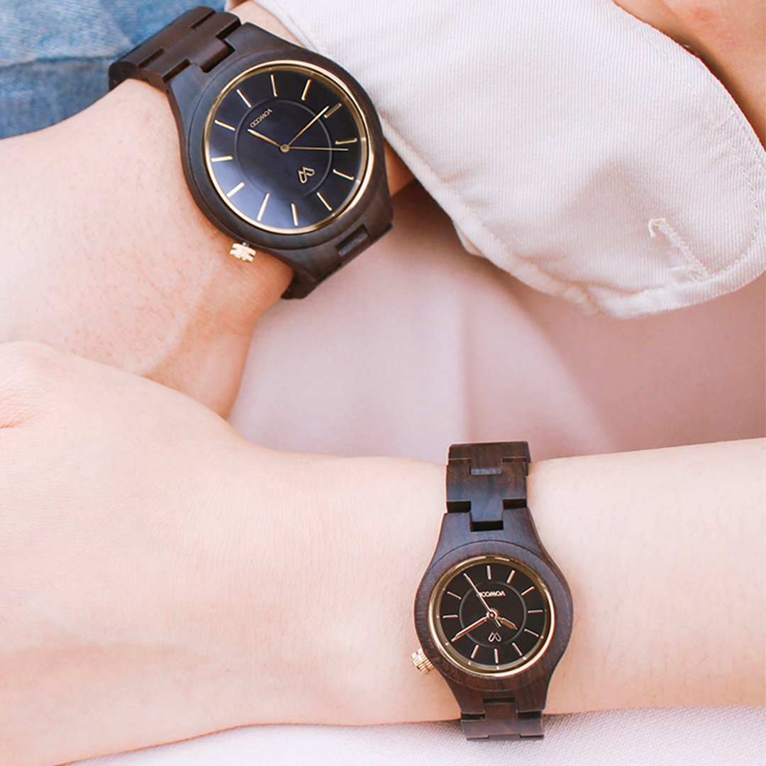 Romeo&-Modern Black - Wooden Watches for Couples