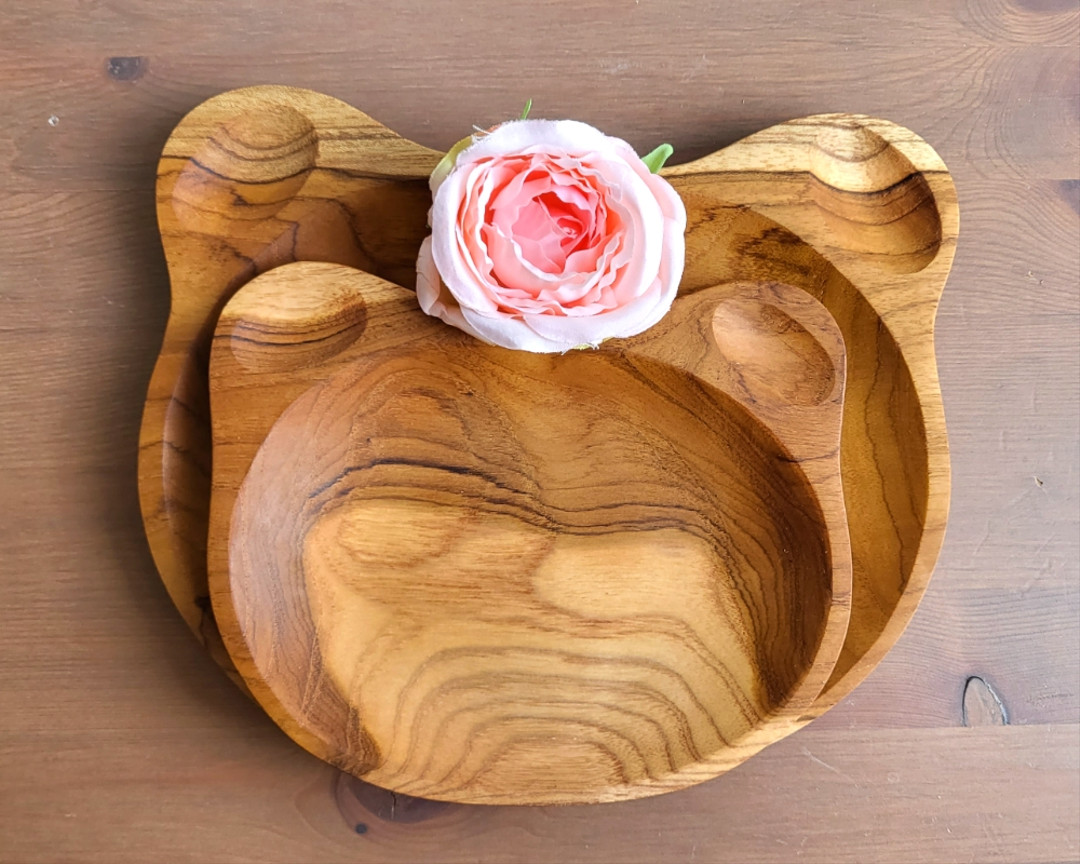 Eco-friendly teakwood bear plate + free laser engraving | idus