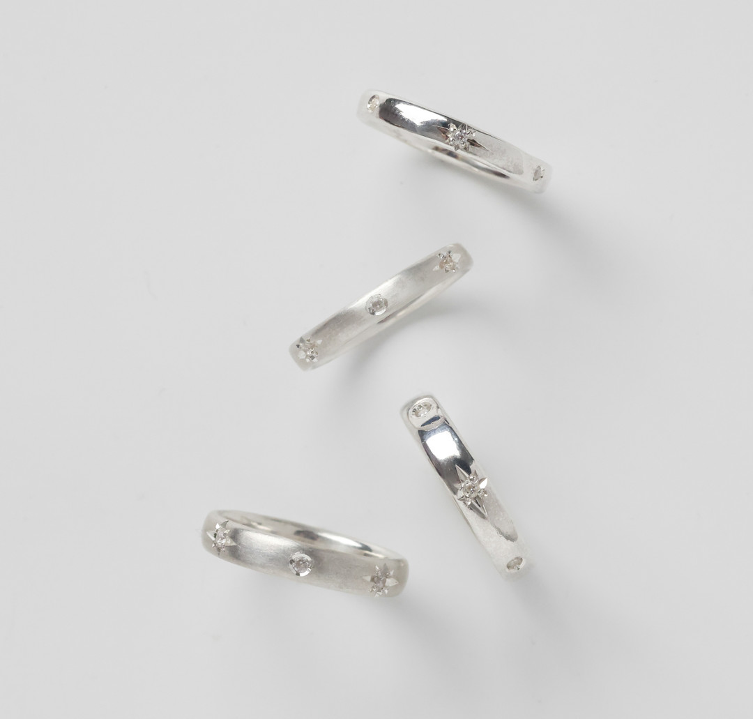 Melting Star sculpture "Birthstone + Engraving" Silver Coupling ...