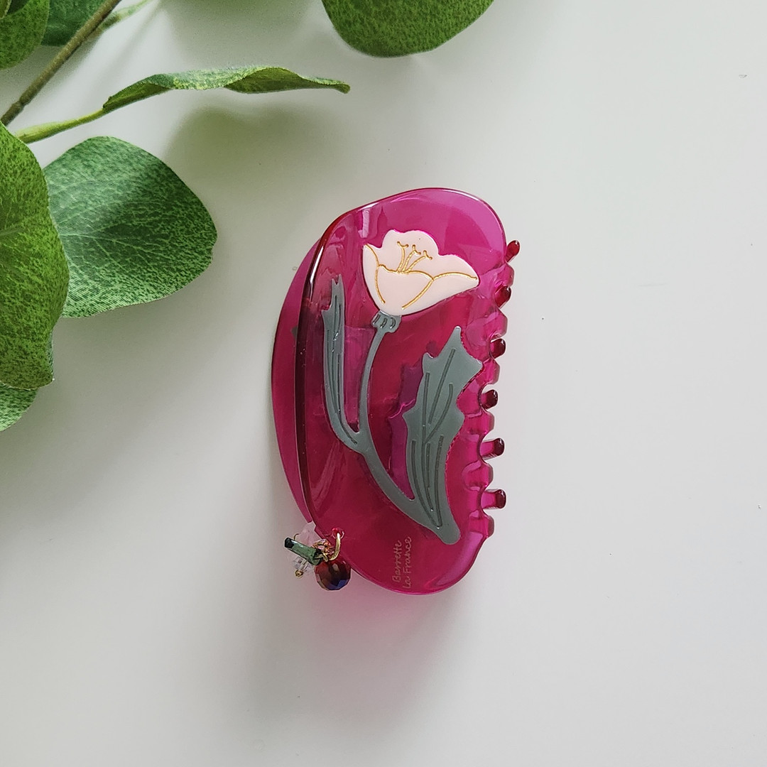 Flower Magenta Half Moon Mini hairpin | idus