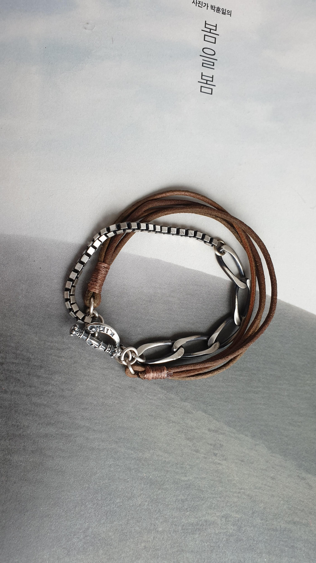 Oxidized Silver Two Chain Leather Bracelet (3 colors) | idus