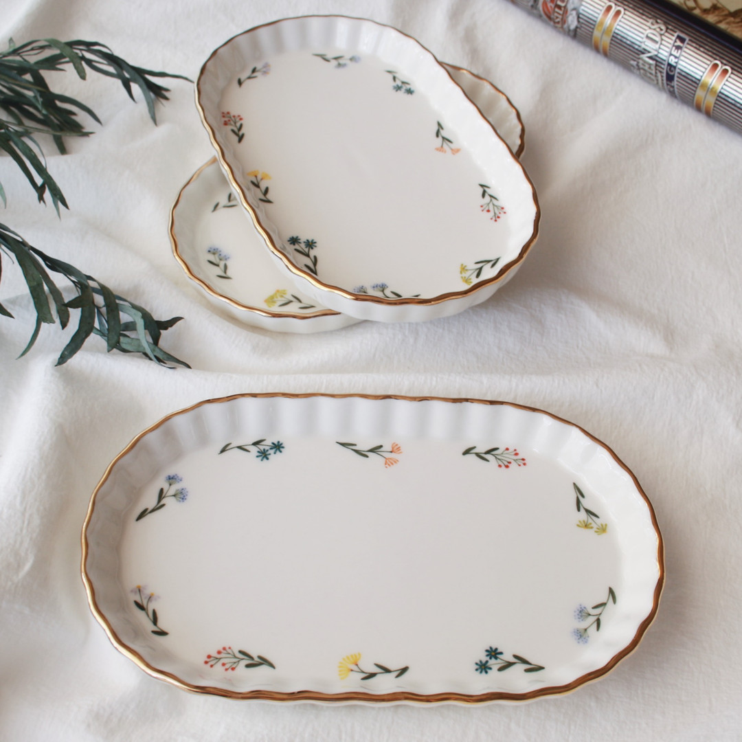 Wildflower Dessert Goldream Plate | idus