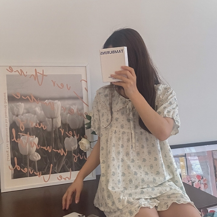 H Made♥ 엔젤리 플라워 반팔 투피스 원피스 잠옷 아이디어스
