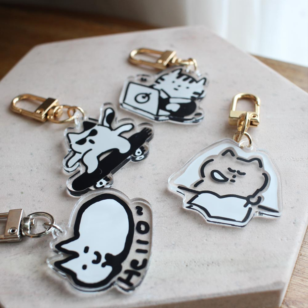Cute Cat illustrate Acrylic Key ring 4 designs by JayeonStore | idus