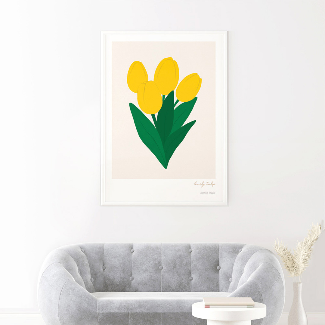 Yellow tulip Art poster