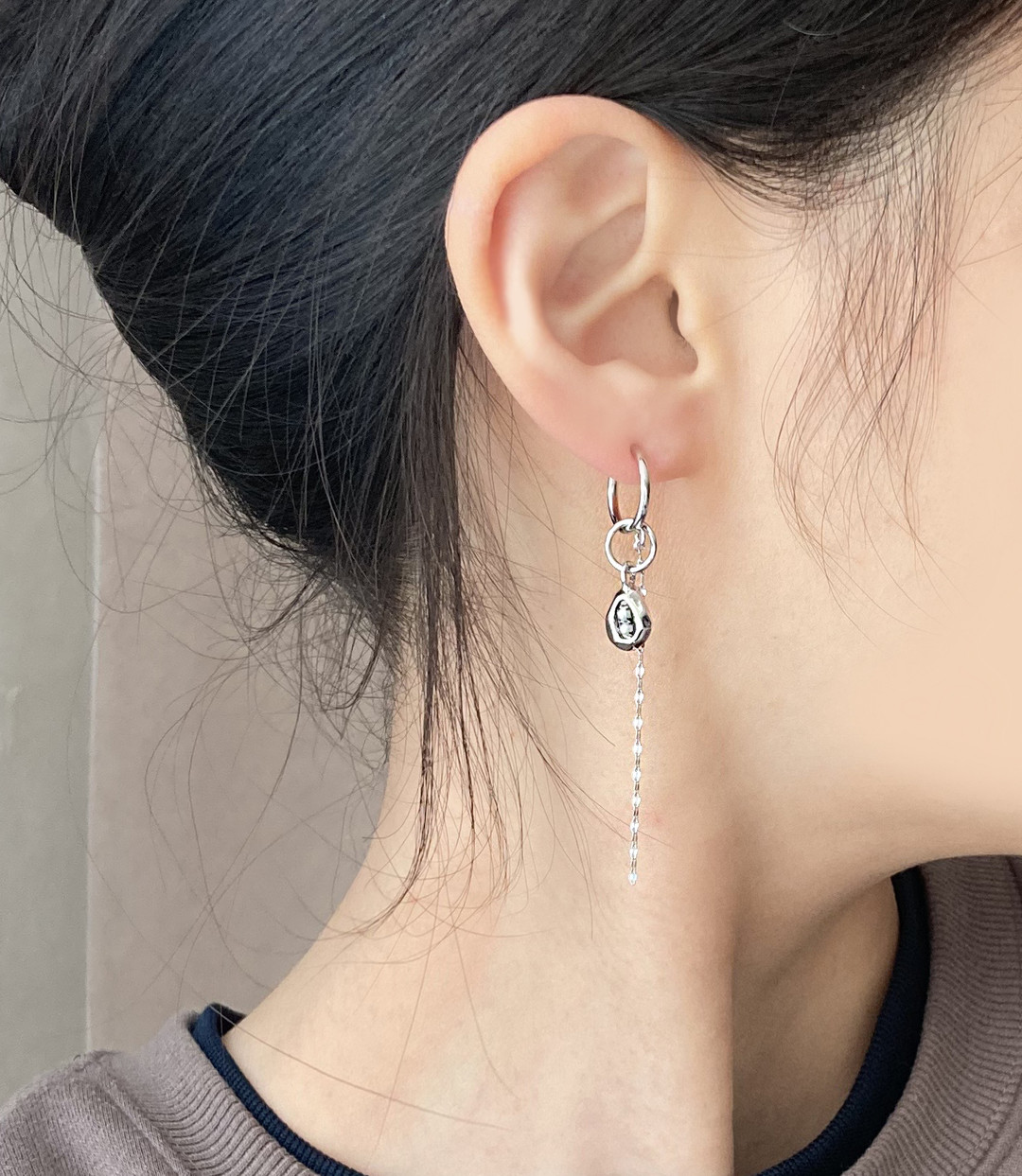 Ast Water Drop Chain Two Way Spring Clip On Earrings | idus