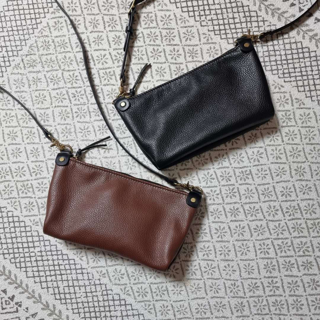 Italian Leather Double Cross Bag (3 Compartment Storage) | idus