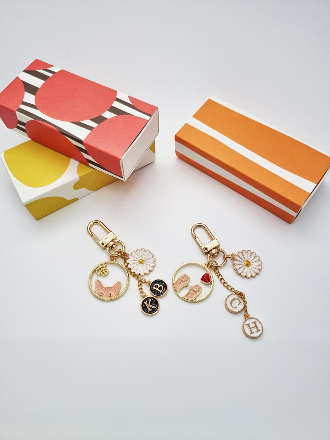 cat key ring initial pendant | idus