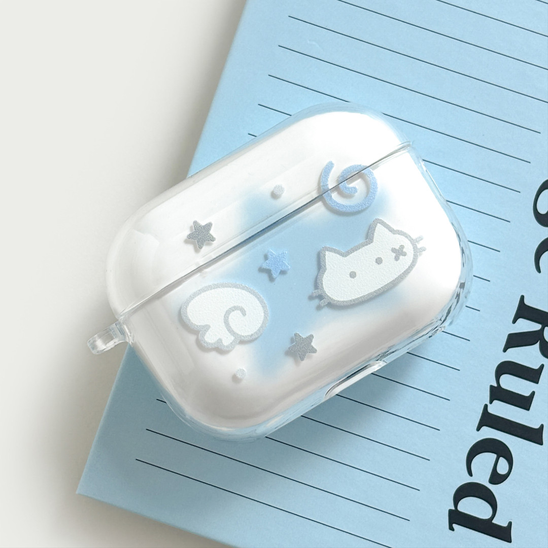 [AirPods] Angel cat blue hard earphone case | idus
