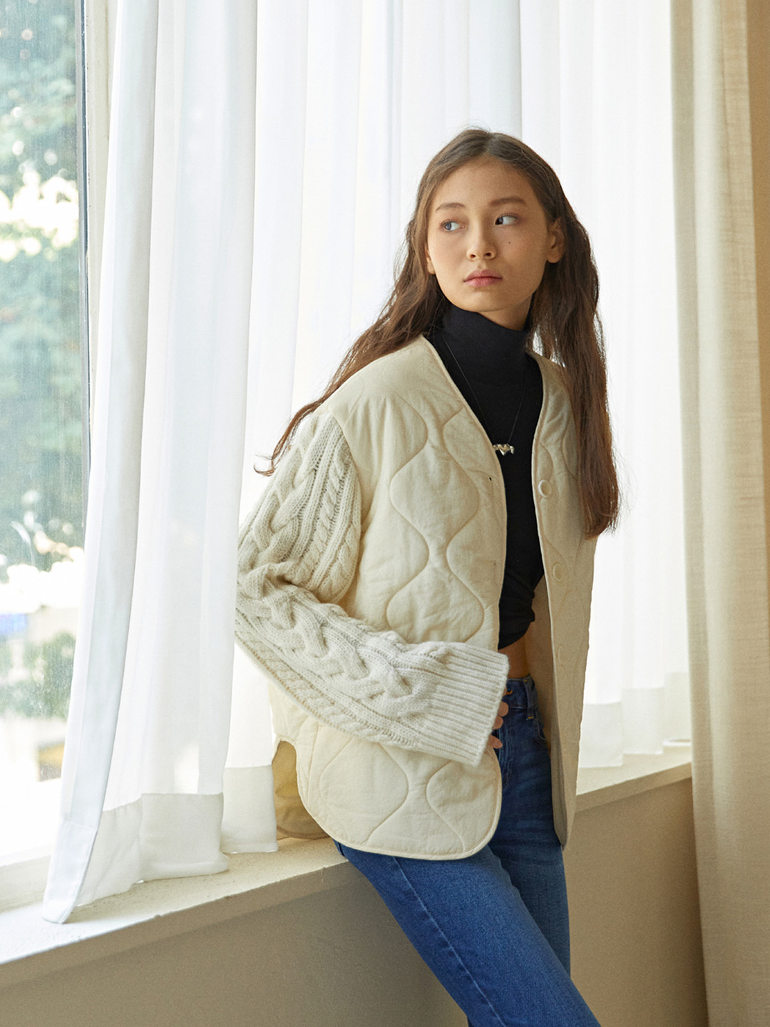 Wool Trimming Padding Jumper / ivory | idus