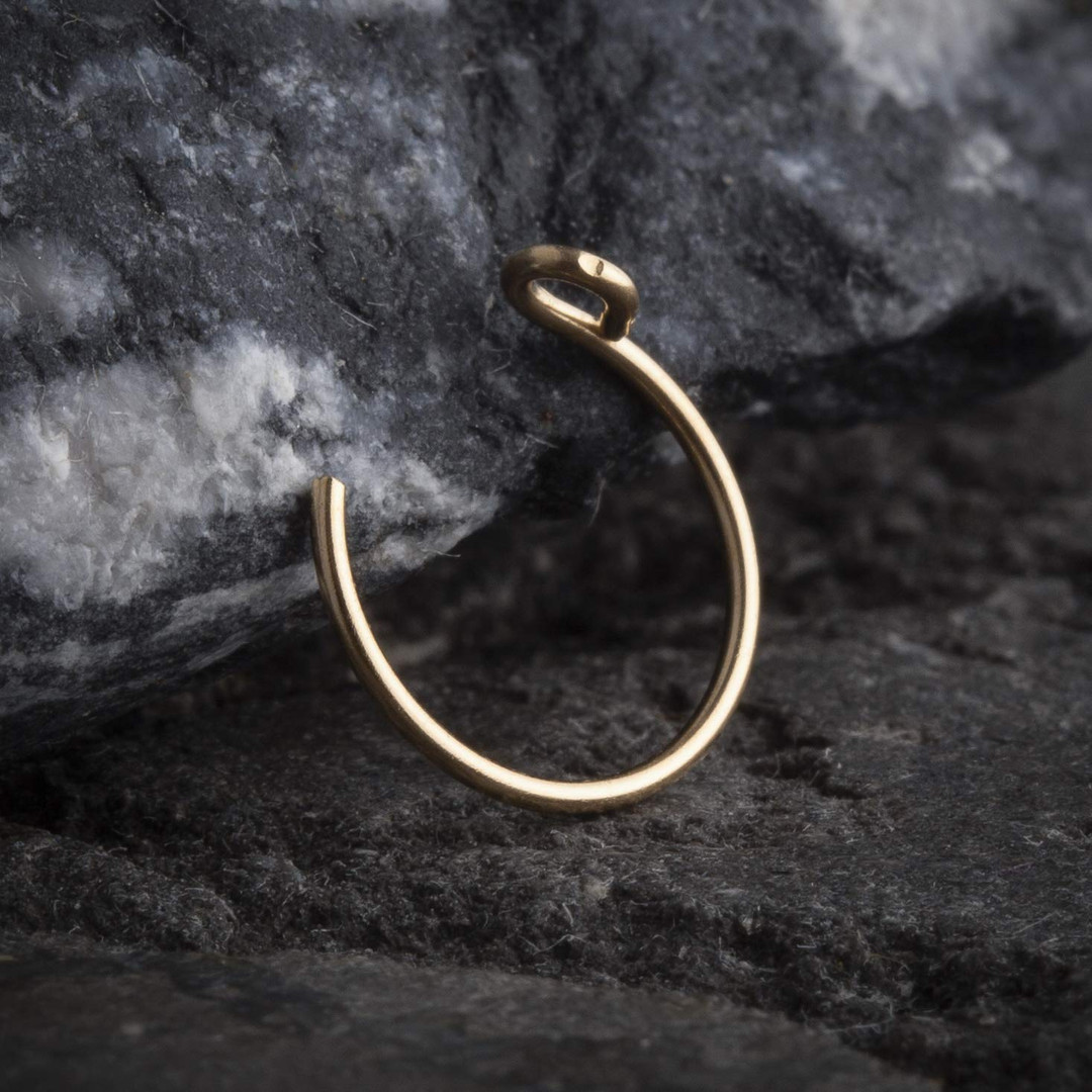 Very thin 925 silver or 14k goldfield fake lip Ring Piercing Ear Cuff Nose Hoop | idus